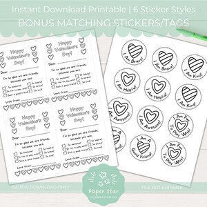 Easy Printable Fill-in Valentines and Stickers for Kids | Cute ...
