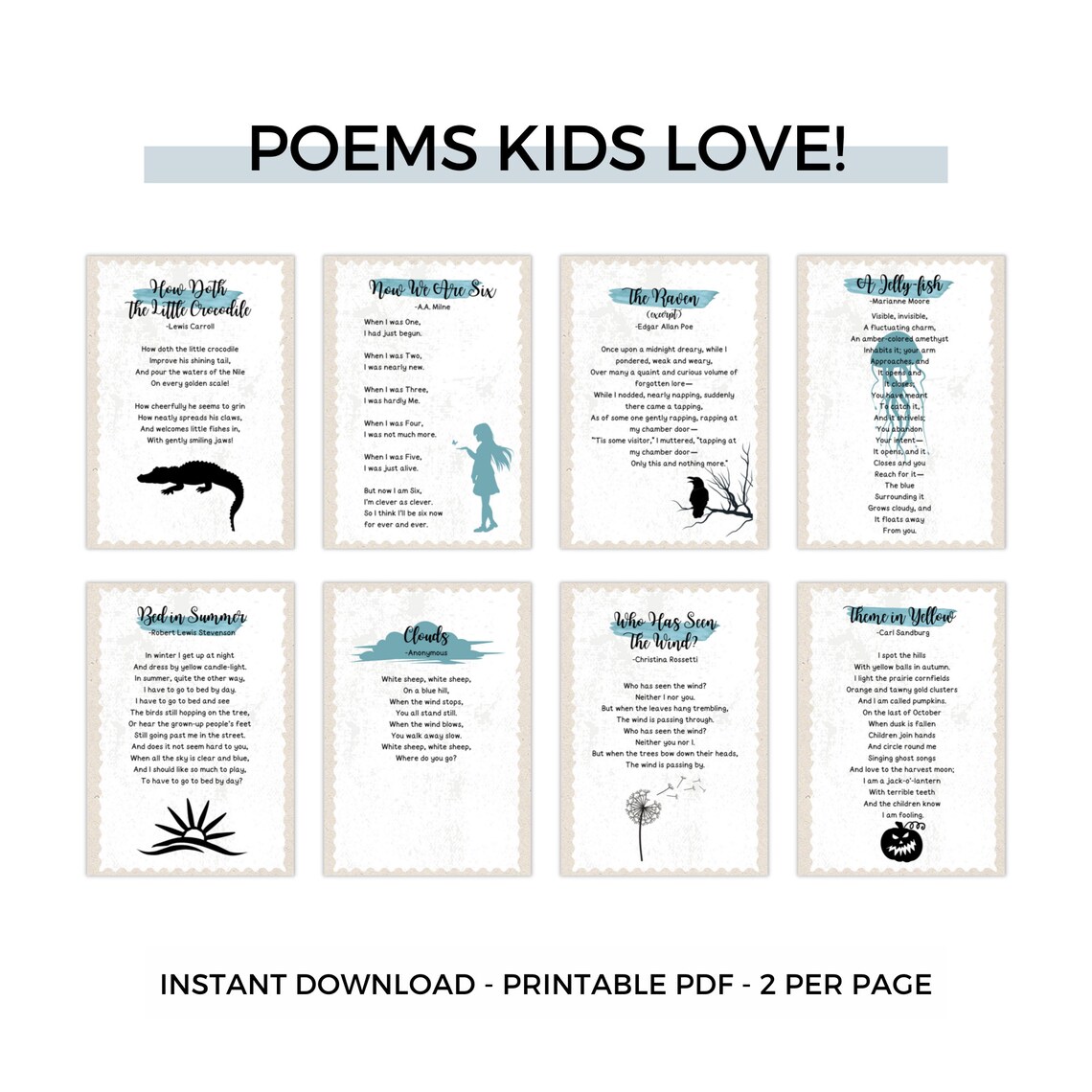 Poetry Tea Party Printable Bundle: Poems, Recipes, Decor (digital ...
