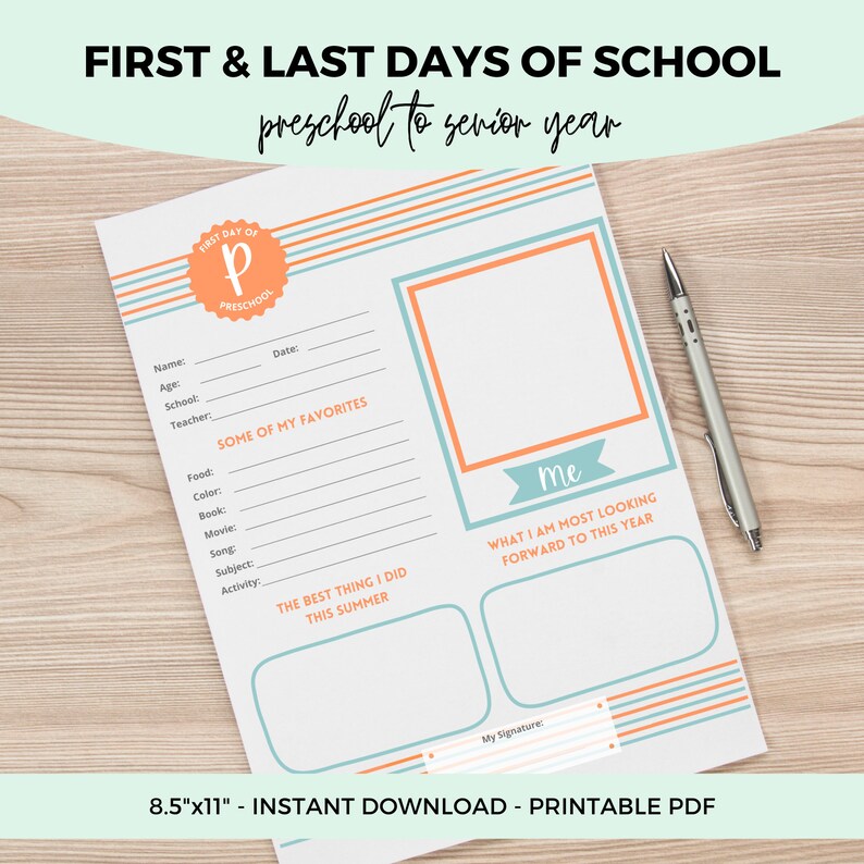 Back to School Printables for First & Last Day of School Interviews ...