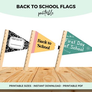 Printable Back to School Pennant Flags: First Day Photo Props (digital ...