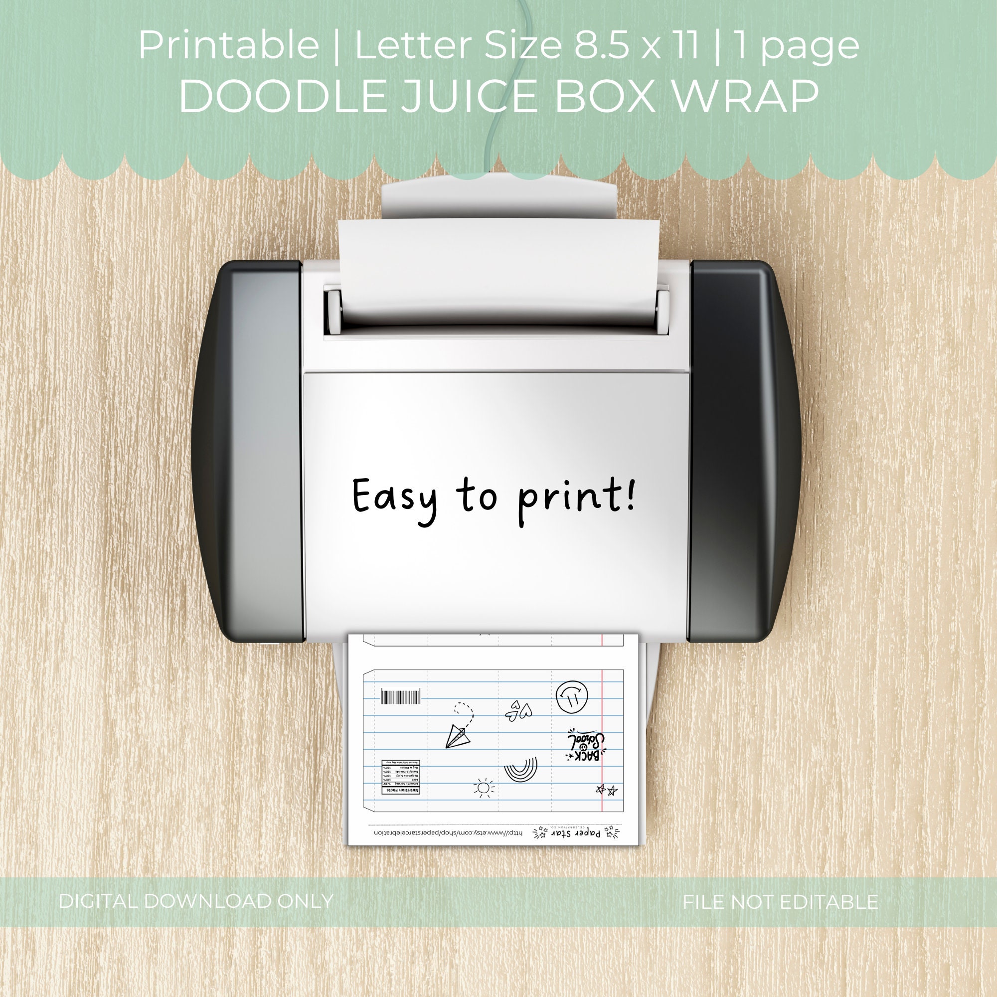 Printable Juice Box Label Wrap for Back to School or First Day - Etsy