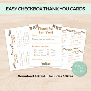 Easy Printable Check Box Gratitude Cards for Kids | Cute Notecards for ...