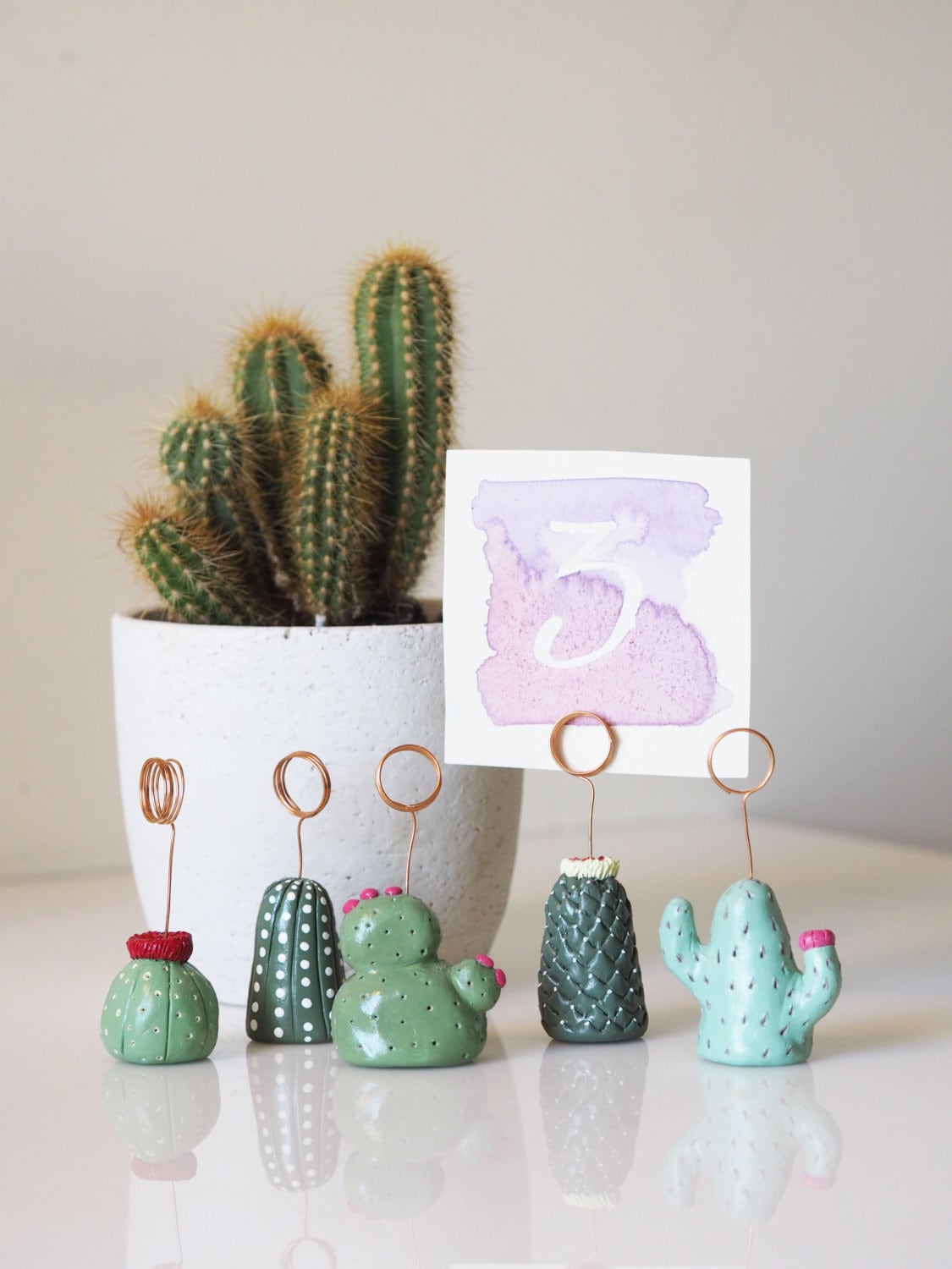 Cactus Table Number Holders Set 5 Cactus Wedding Table Decor | Etsy