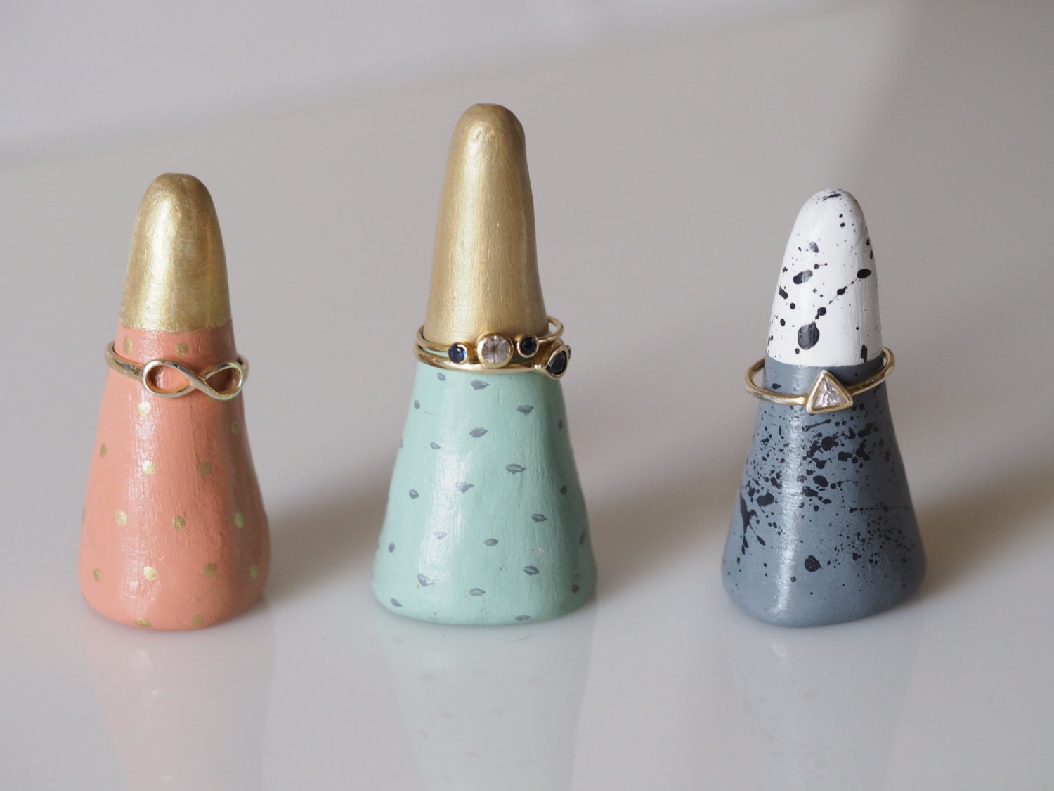 Minimalist ring cone Ring holder Modern mountain ring | Etsy