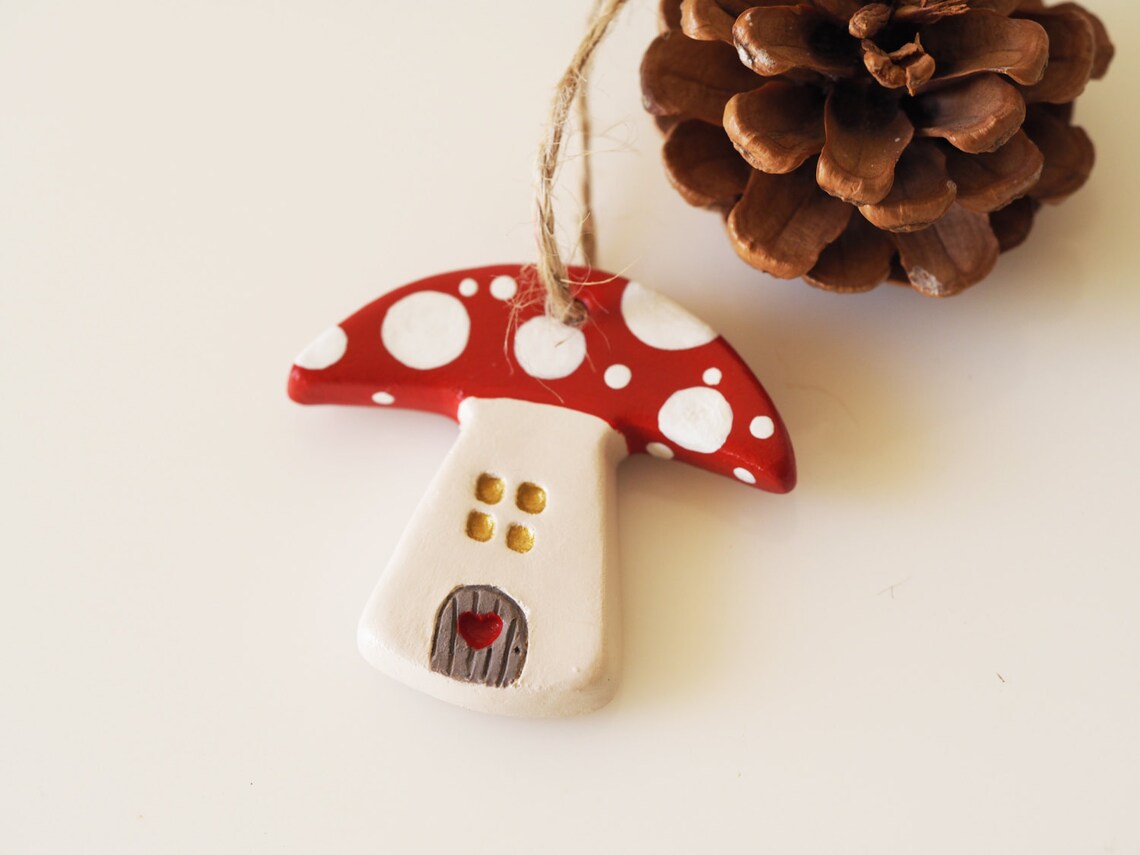 Mushroom Decor Mushroom House Mushroom Christmas Ornaments - Etsy