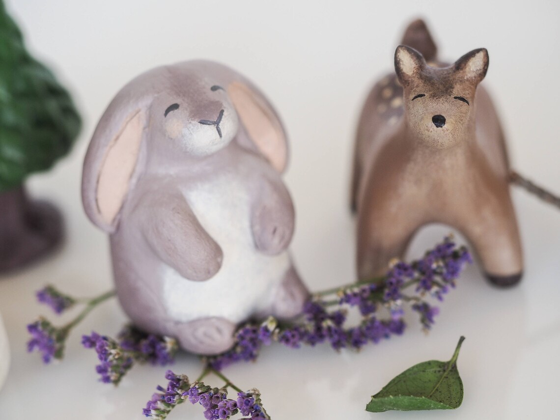 Bunny figurine Bunny art Rabbit statue Bunny gift Clay | Etsy