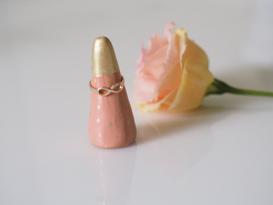 Minimalist Ring Cone Ring Holder Modern Mountain Ring Display Peach and ...