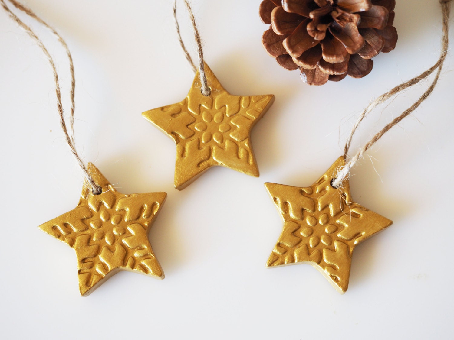 Gold Star Decorations Set of 3 Gold Christmas Ornaments - Etsy