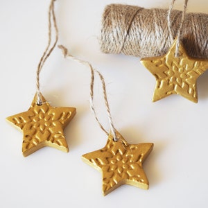 Gold Star Decorations - Set of 3 Gold Christmas Ornaments - Handmade ...