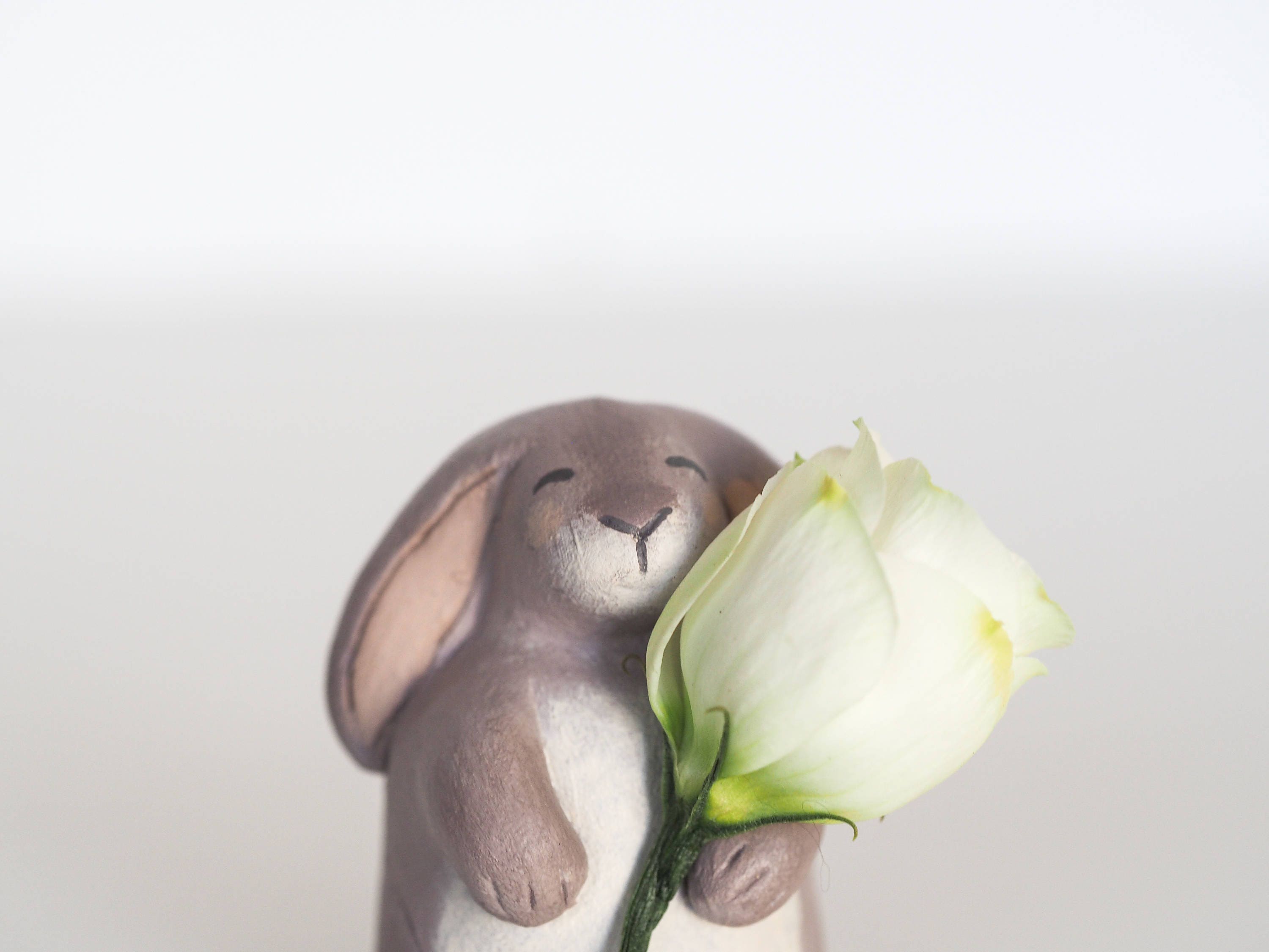 Bunny figurine Bunny art Rabbit statue Bunny gift Clay | Etsy