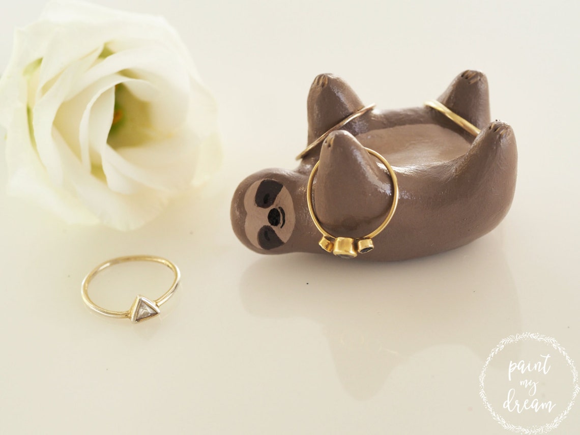 Sloth Ring Holder Clay Sloth Ornament Sloth Figurine - Etsy