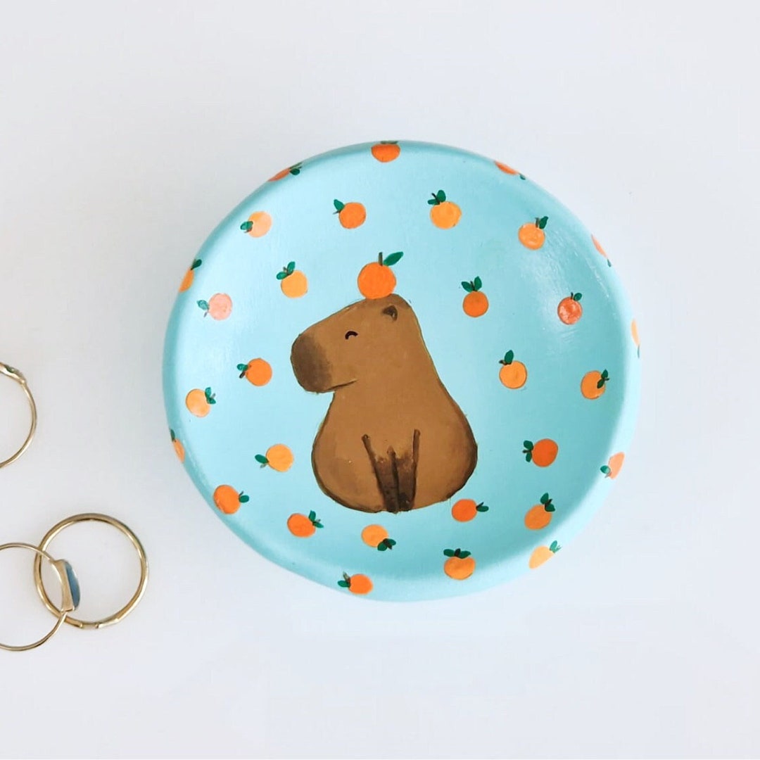 Capybara Ring Holder Cute Capy With Orange Ring Dish Funny Capy Bara ...