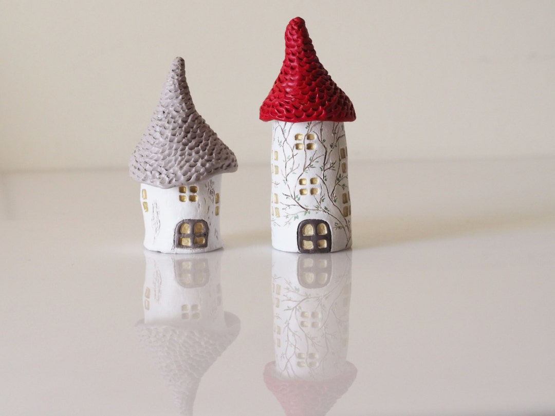 Miniature Houses Set 2 Ceramic Mini Houses fairy House - Etsy