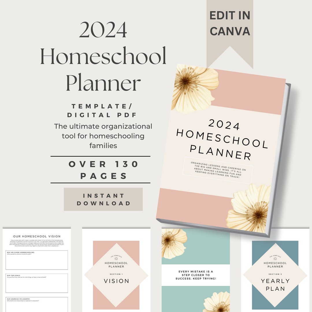 2024 Digital Homeschool Planner Template Homeschool Planner Template ...