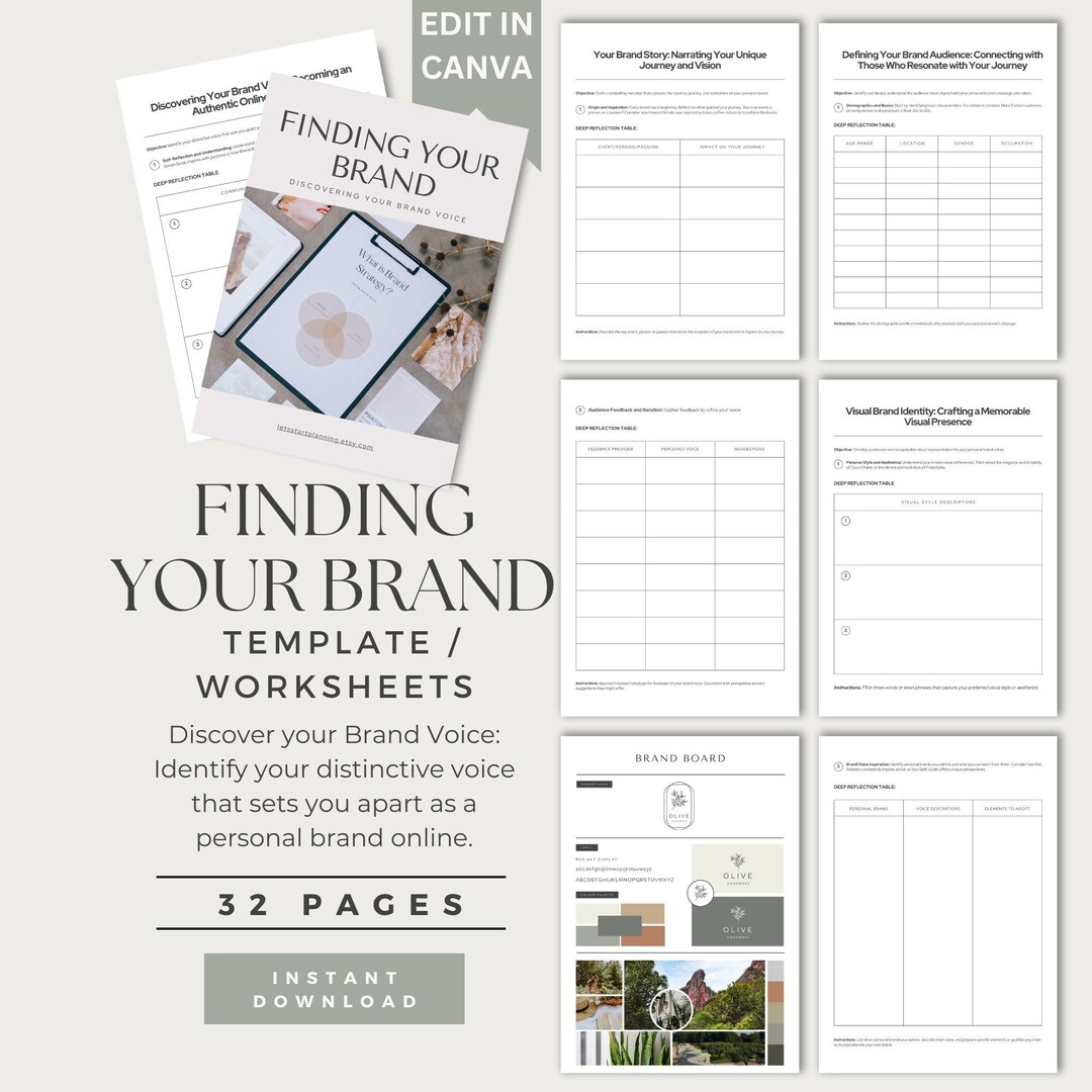 Finding Your Brand for Business Canva Template Worksheets Digital ...