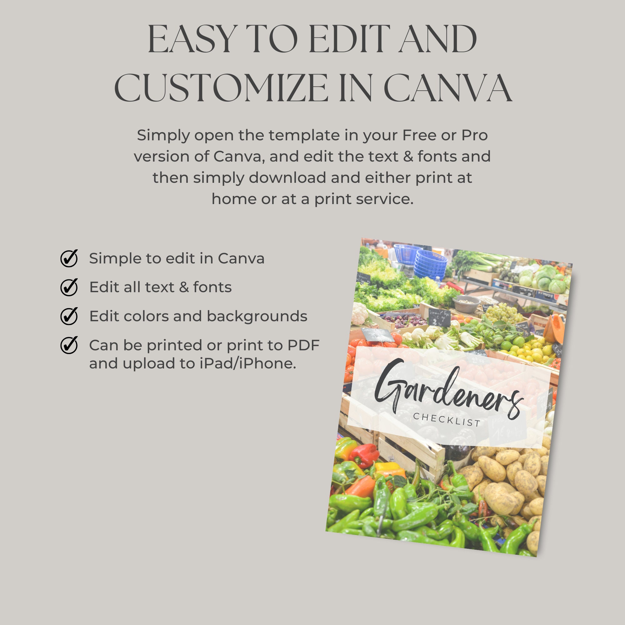 Gardening Checklist Canva Template, Garden Enthusiasts Green Thumb ...