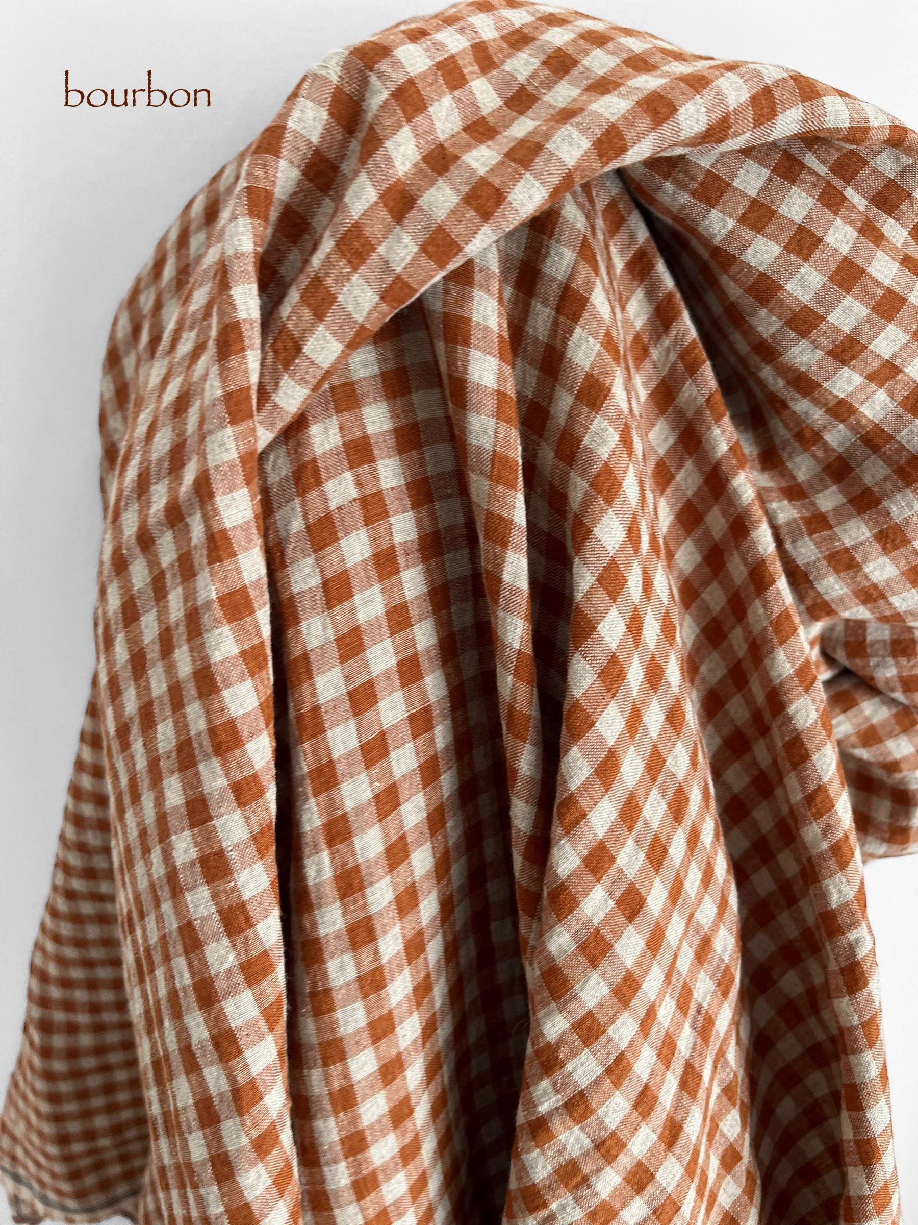 Brown Gingham Linen Fabric: Soft Stone Washed Vintage Check - Etsy