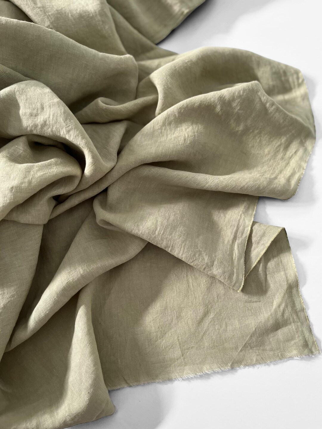 Mint Green Washed Linen Fabric: Soft Stone Washed Flax, Oeko-tex ...