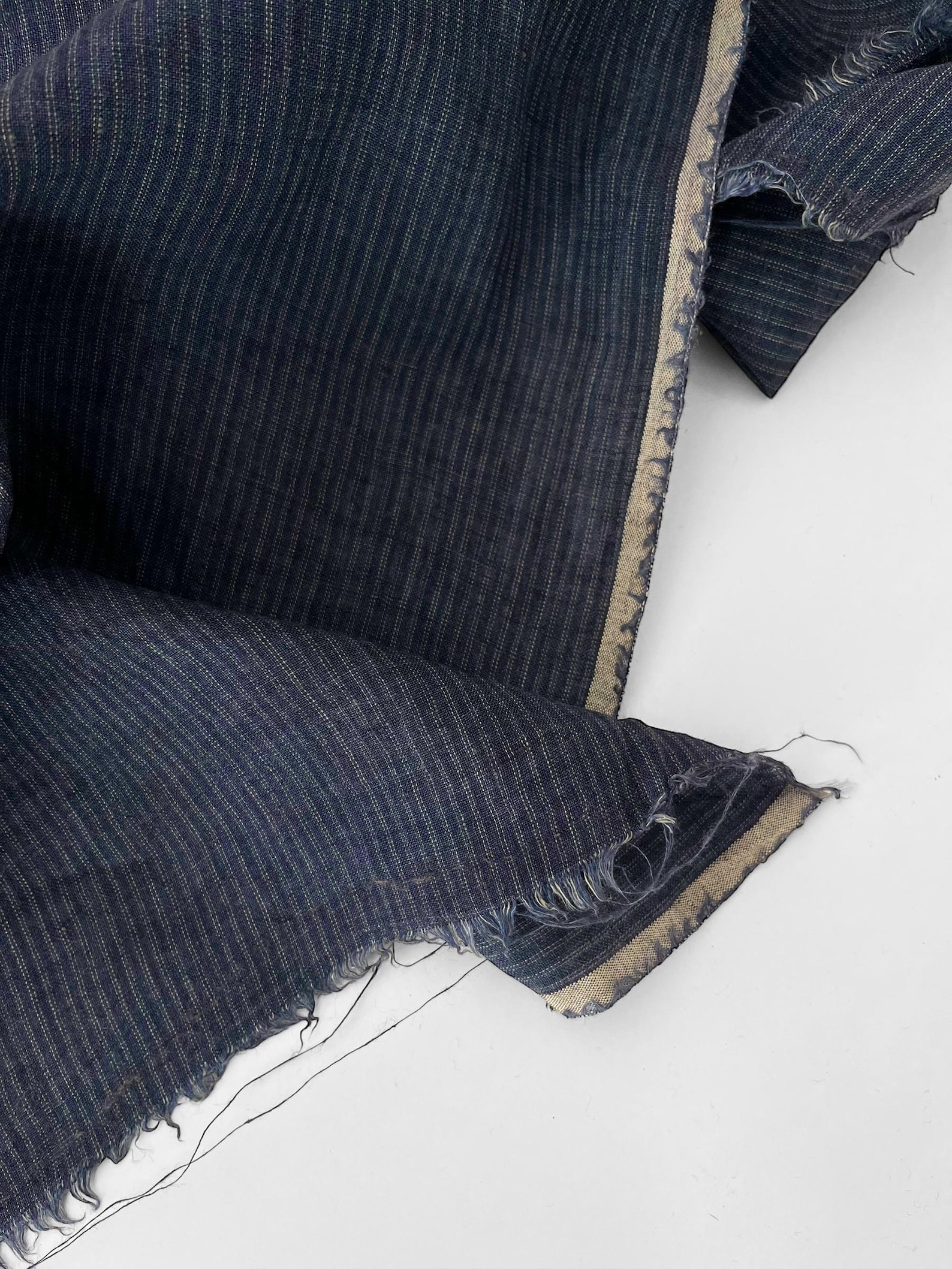 Yarn Dyed Striped Linen Fabric: Navy Pinstripes, Soft Stone Washed ...