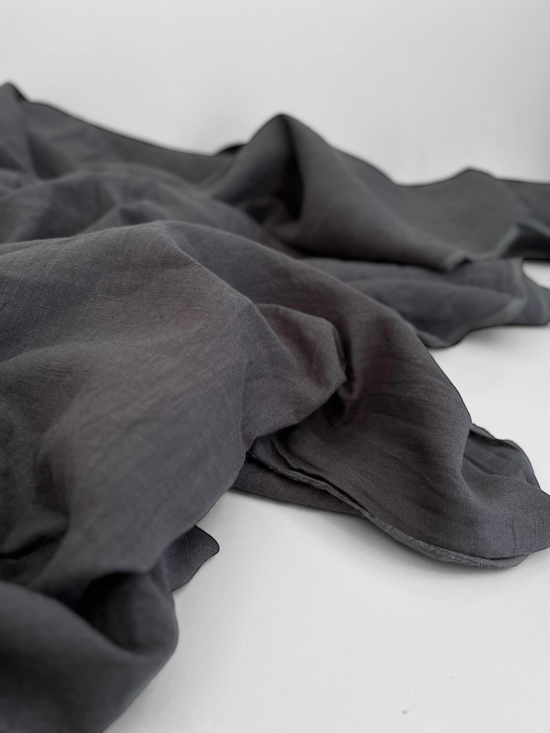 Slate Gray Linen Fabric by the Yard: Soft Stone Washed European Flax - Etsy