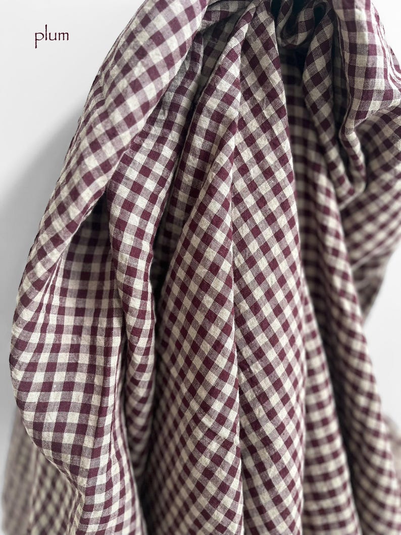 Brown Gingham Linen Fabric: Soft Stone Washed Vintage Check - Etsy