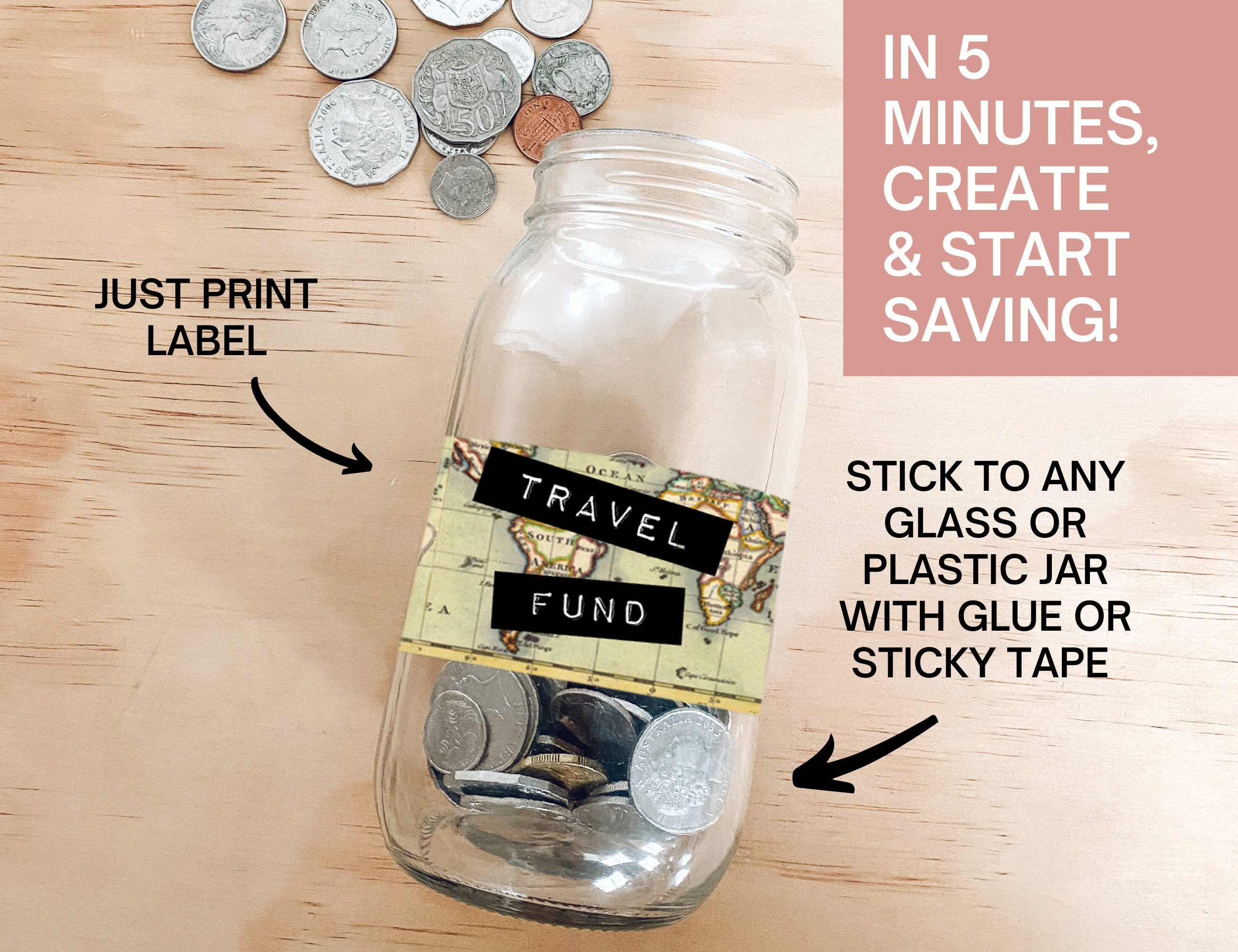Printable Travel Fund Piggy Bank, Vacation Fund, Holiday Fund Savings ...