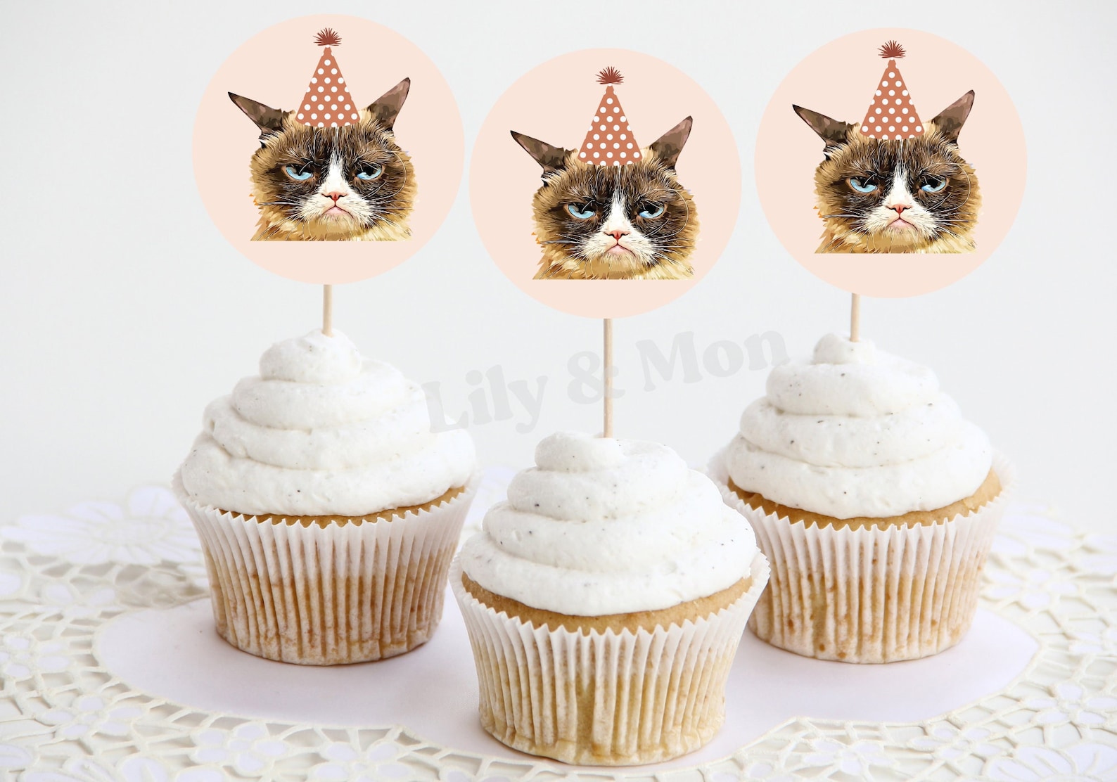 Grumpy Cat Birthday Printable Printable Birthday Cupcake Toppers Cat ...