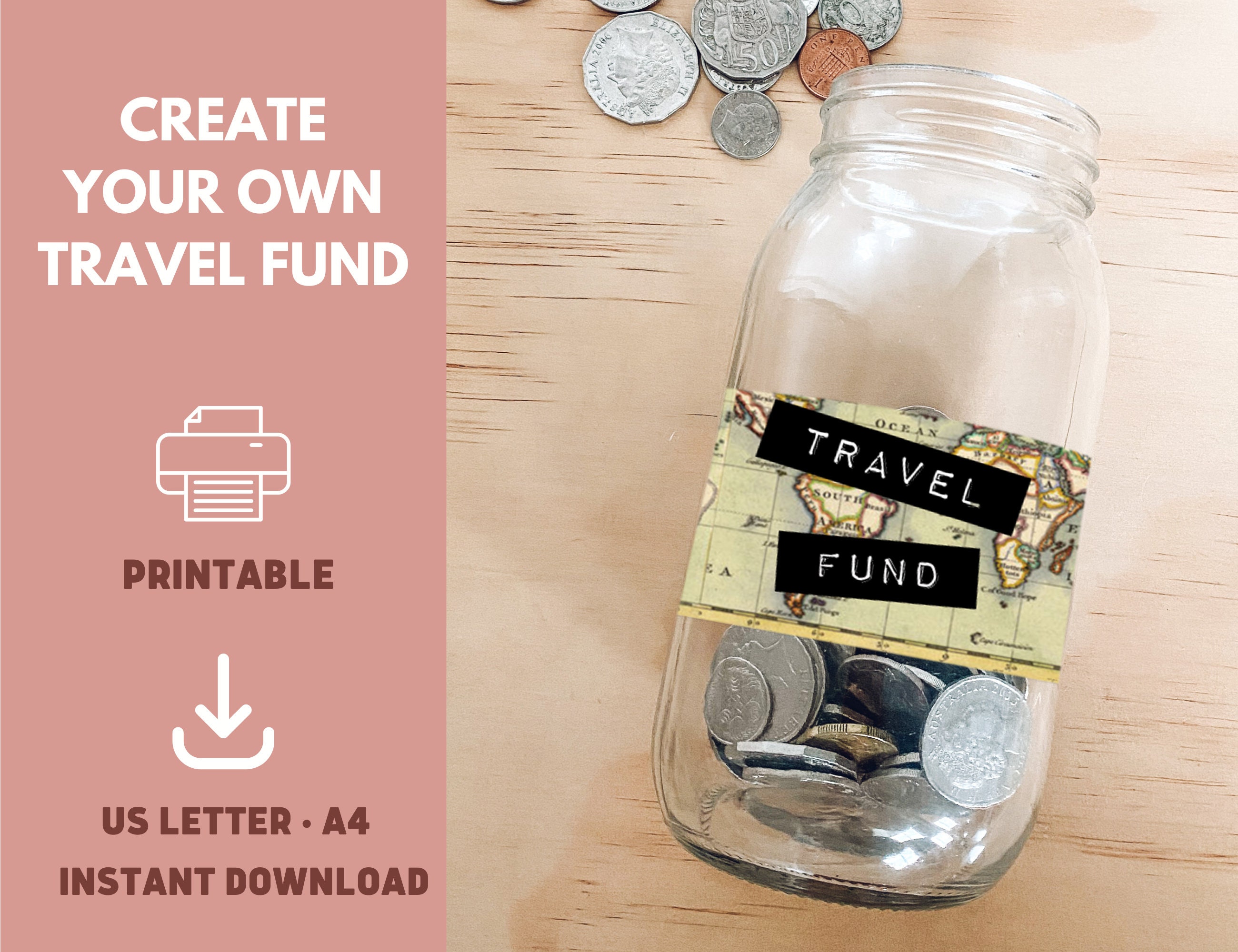 Printable Travel Fund Piggy Bank, Vacation Fund, Holiday Fund Savings ...