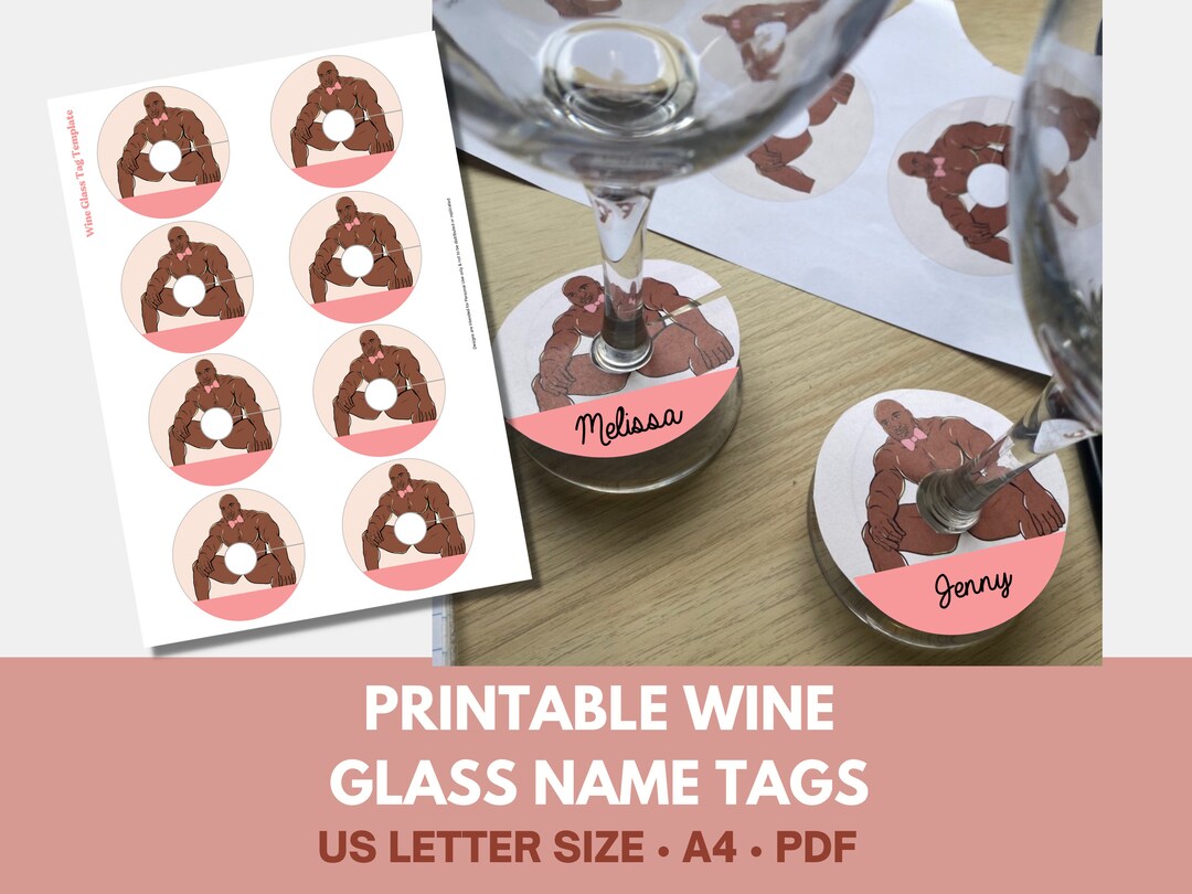 Wine Glass Tag Template Bachelorette Party Decorations Hens Party ...