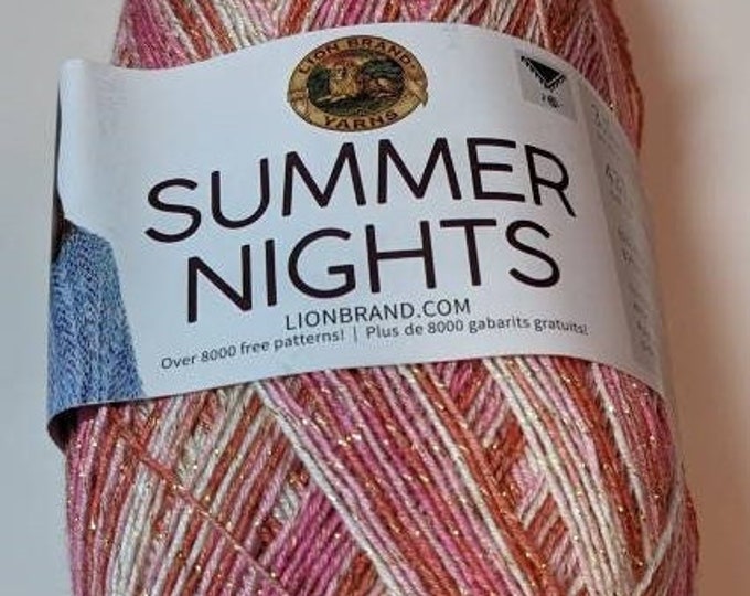 Lion Brand Summer Nights Tropical Punch- Nbr 1 Weight Yarn- Variegated ...