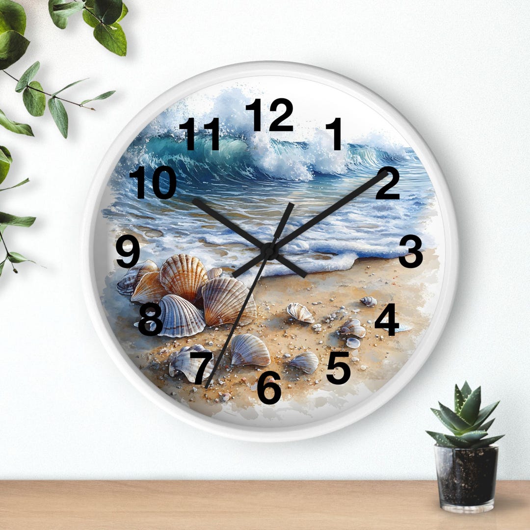 Seashell Beach Wall Clock Coastal Decor - Etsy
