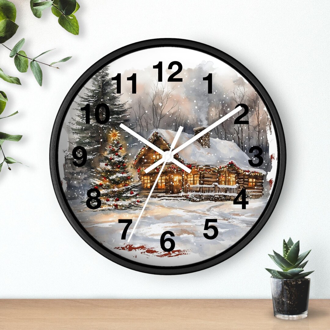 Cozy Winter Cottage Silent Wall Clock - Etsy