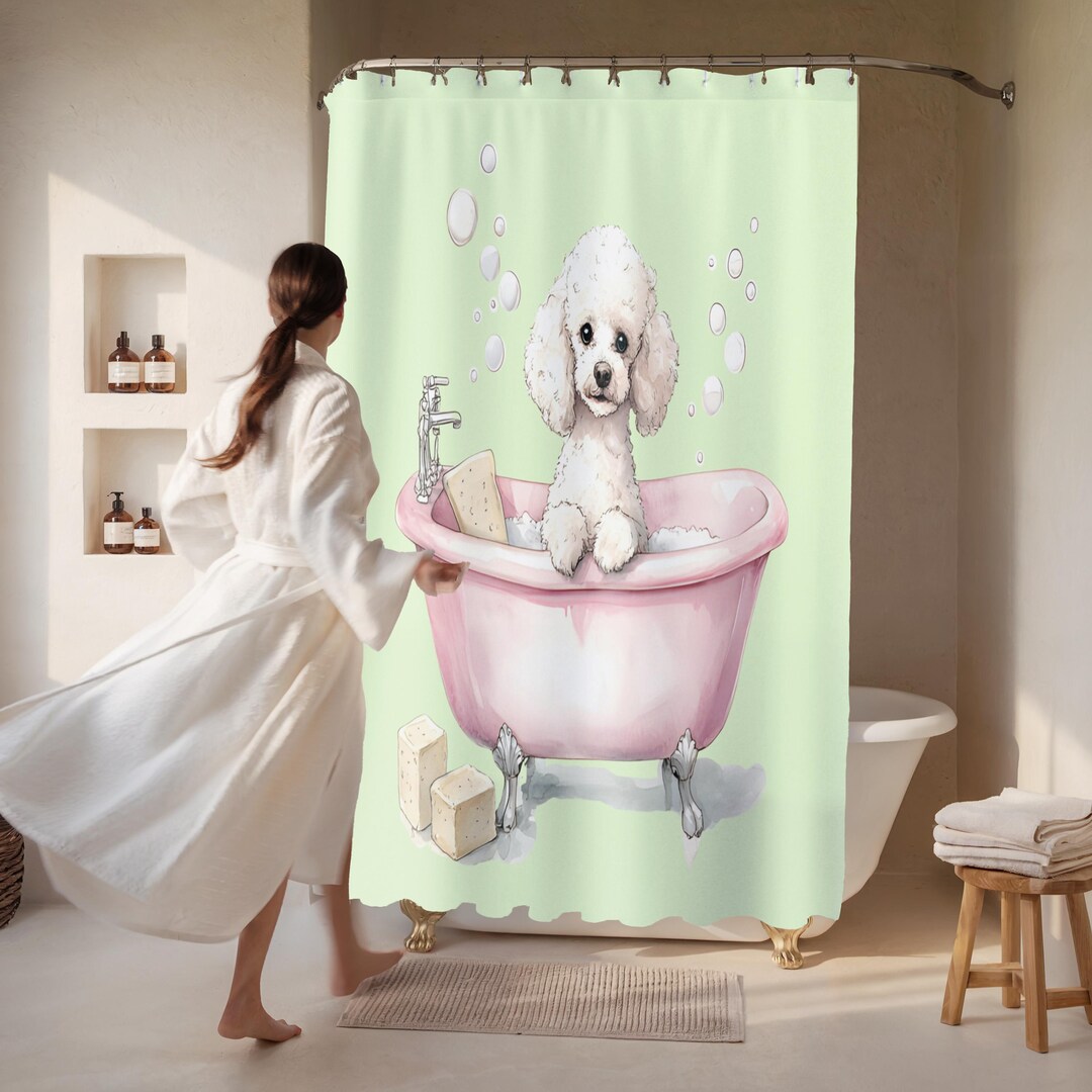 Adorable Poodle Bathtub Shower Curtain Dog Lover Bathroom Decor - Etsy
