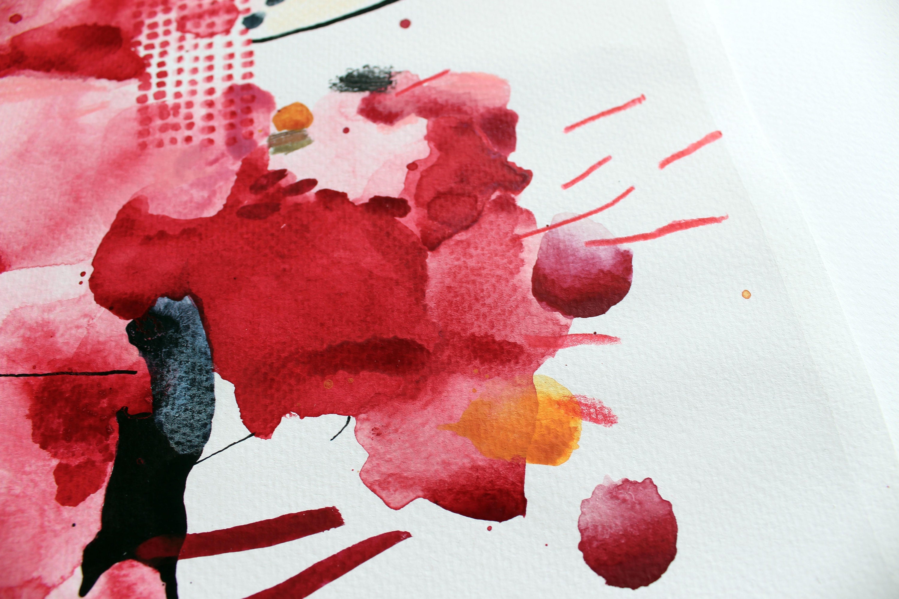 16x20 Original Red Watercolor Painting on Paper Modern - Etsy