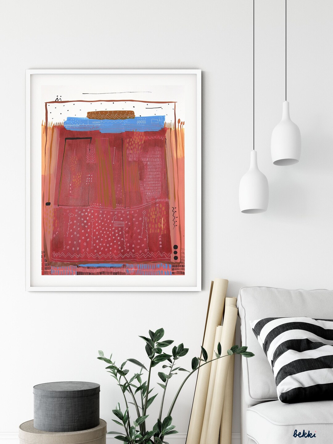 Original Red Modern Abstract Painting, Red Abstract Acrylic Painting on ...
