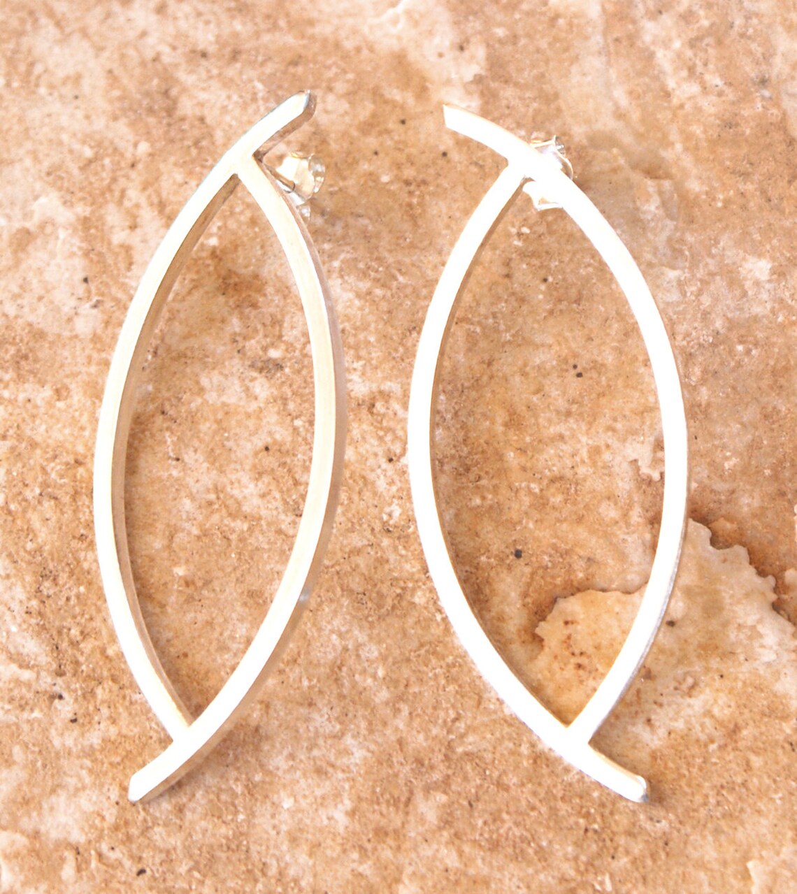 Sterling Silver Earrings, Drop Earrings, Silver 925, Minimal, Geometry ...