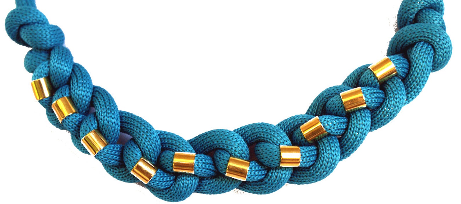 Blue Cord Necklace, Rope, Gold Color Elements, Braided Necklace ...