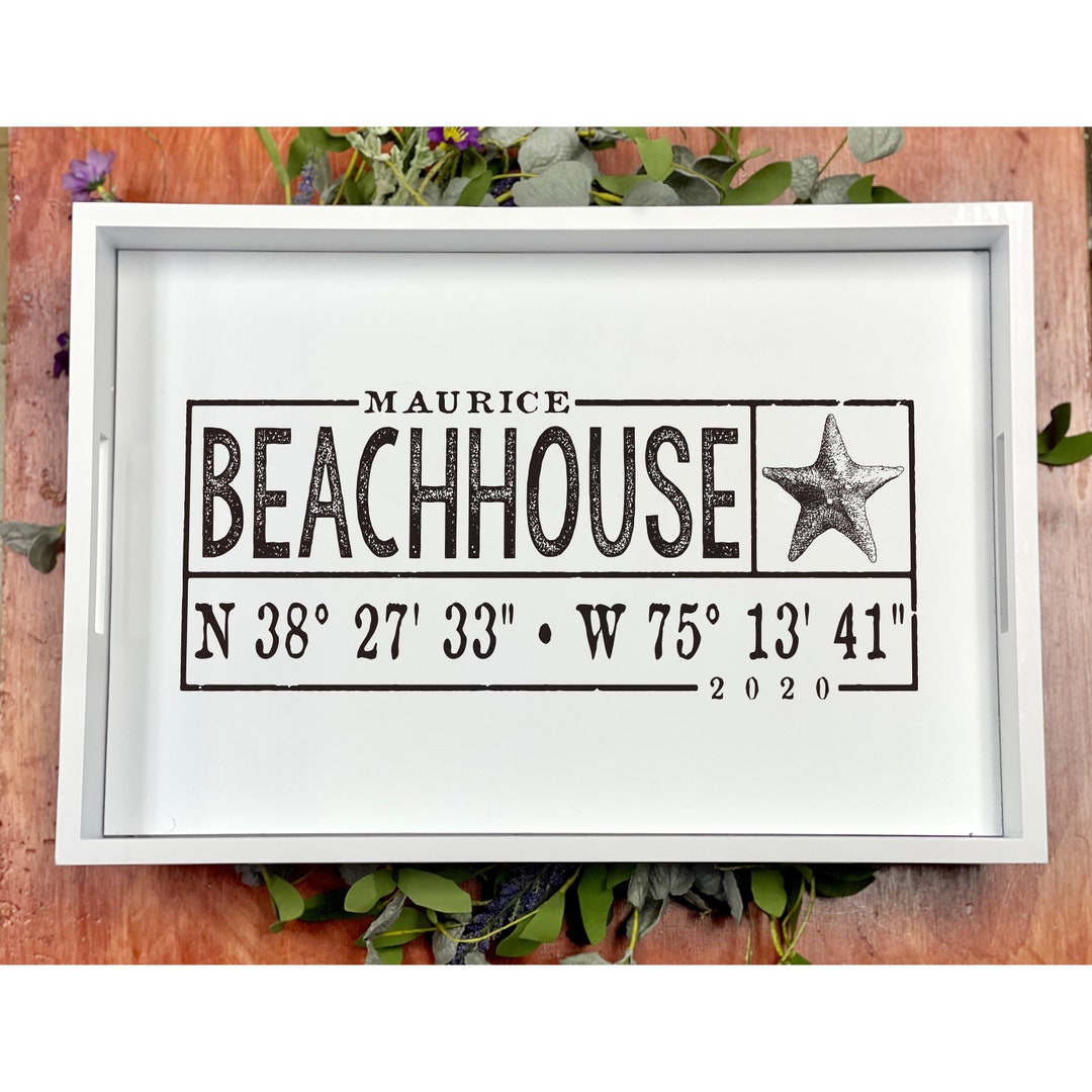 Engraved Beach Serving Tray, Coordinates Housewarming Gift - Etsy