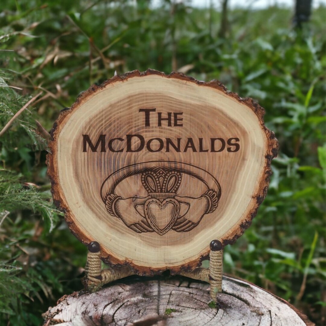 Claddagh - Celtic Gifts - Tree Slice - Personalized Sign - Irish Signs ...