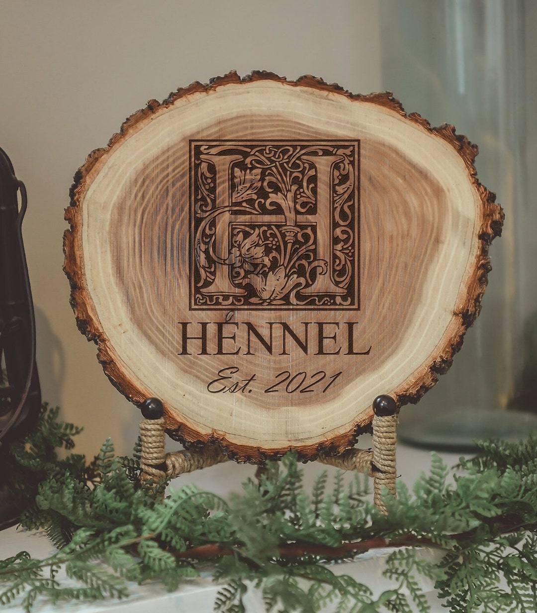 Personalized Engraved Wood Log, Last Name & Initial, Wedding Gift - Etsy