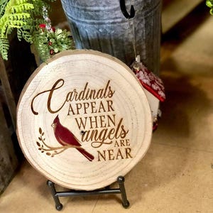 Red Cardinal Memorial Gift-wood Carving-cardinals Appear -christmas Red ...