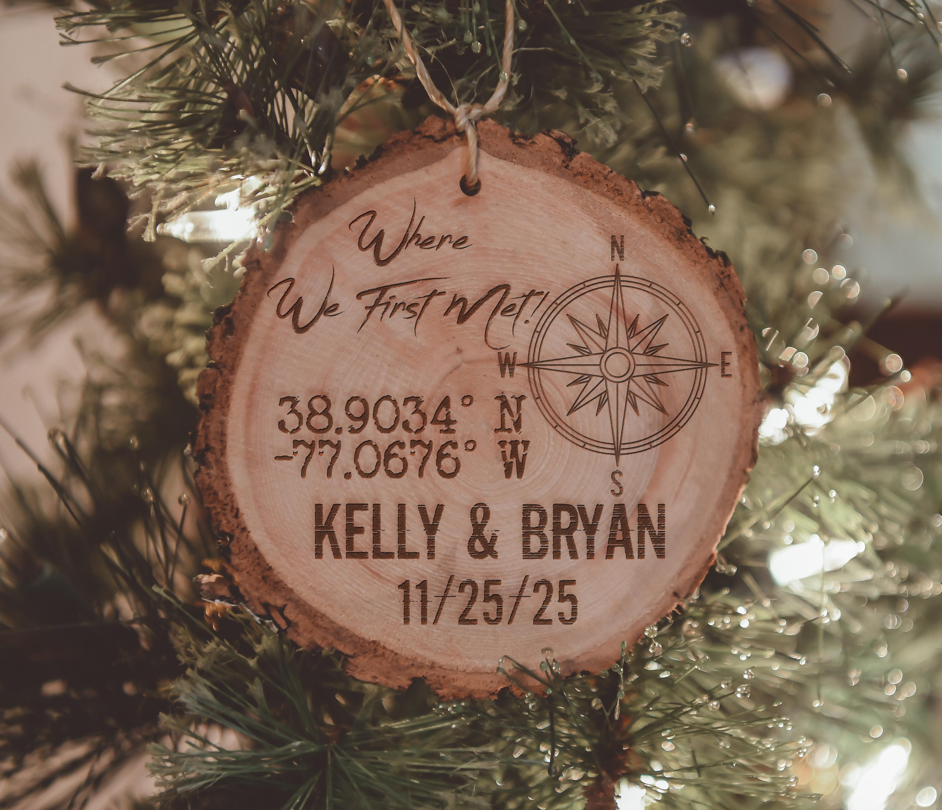 Personalized Where We Met Wood Ornament – Engagement Gift - Etsy