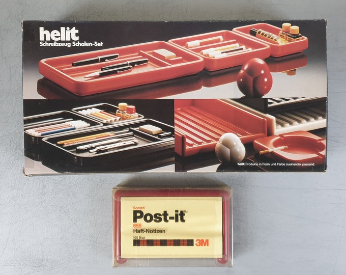 In Box Vintage 1980s HELIT Desk Accessories Set Red Plastic. Pencil ...