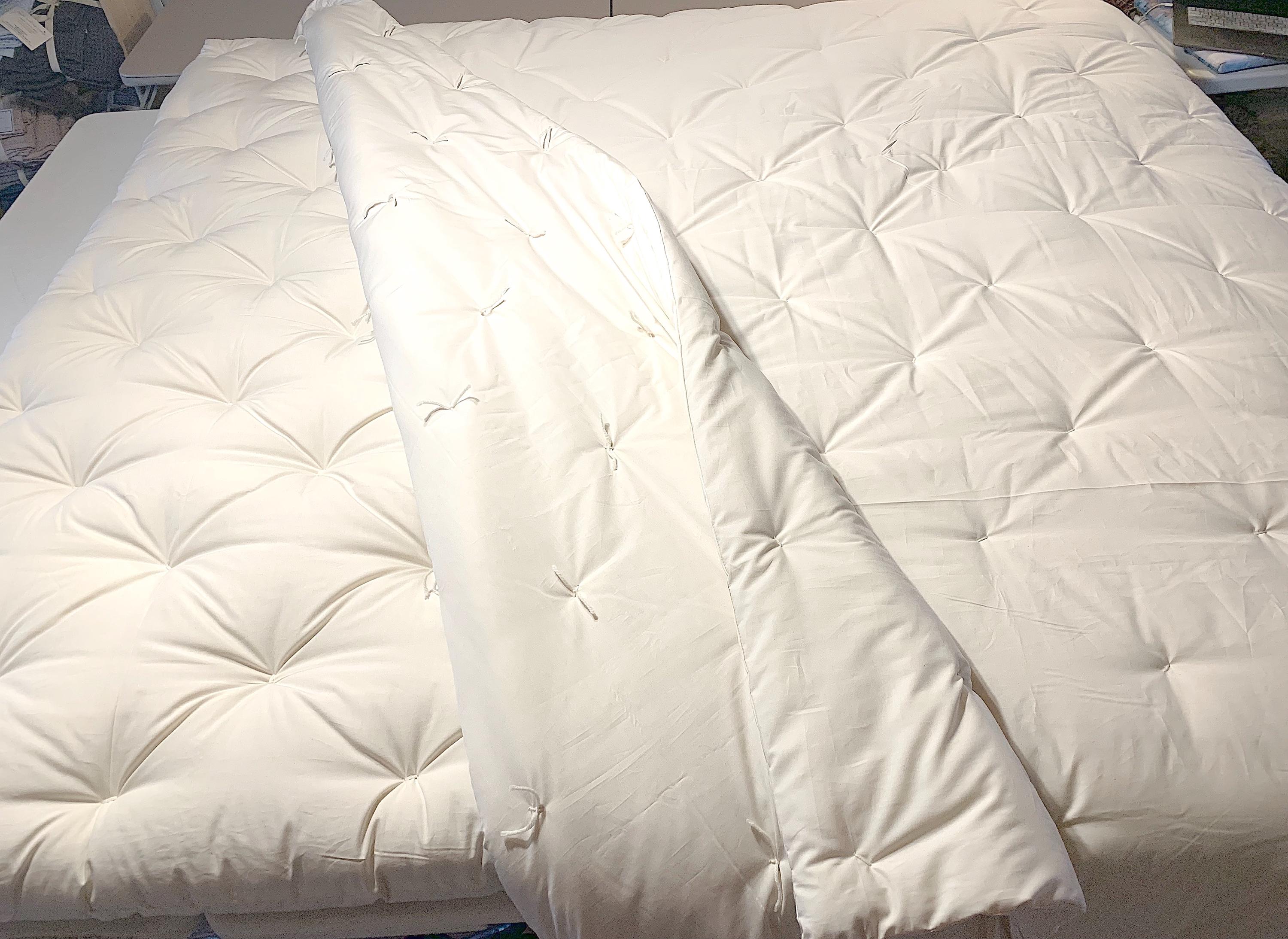 Wool Filled Comforter, Hand Made, in 100% Cotton Case, Tufted, Natural ...