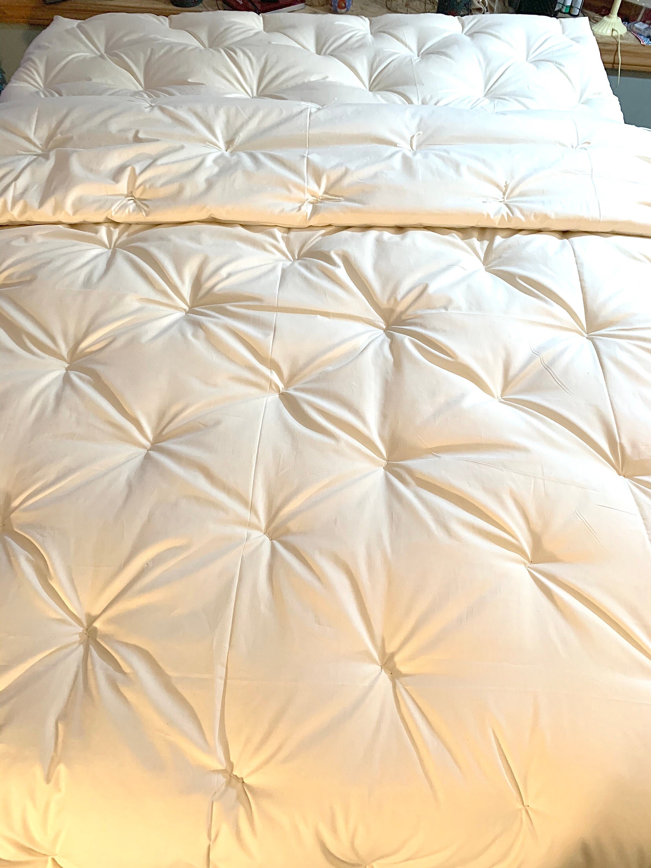 Wool Filled Comforter, Hand Made, in 100% Cotton Case, Tufted, Natural ...