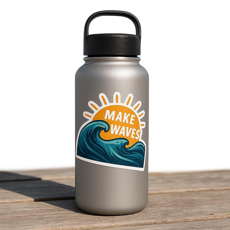 Make Waves Kiss-cut Stickers, Ocean Wave Decals, Surfing Aesthetic ...