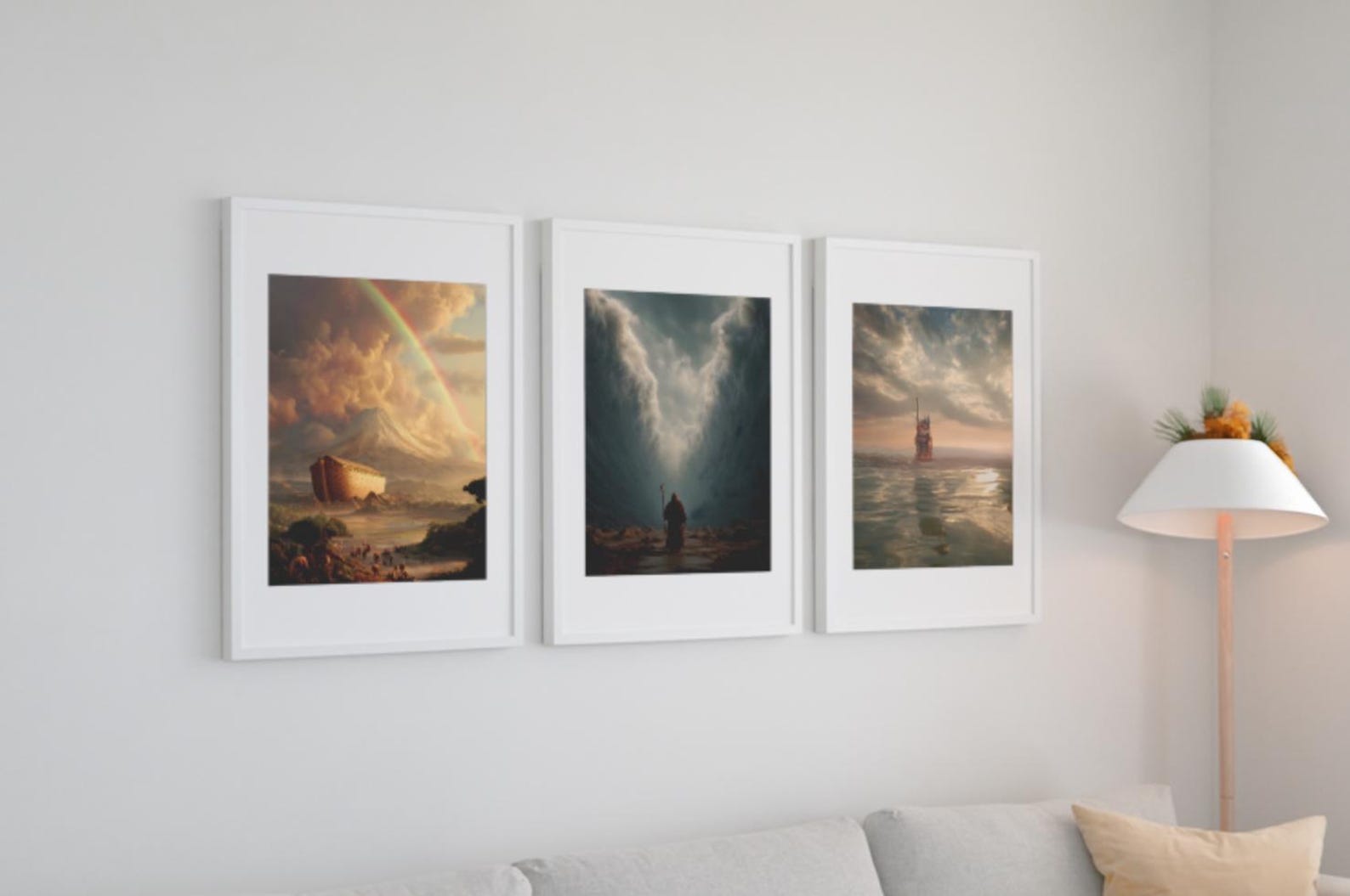 Biblical Wall Art Bundle – Noah’s Ark, Moses Red Sea, Jesus Walking on ...