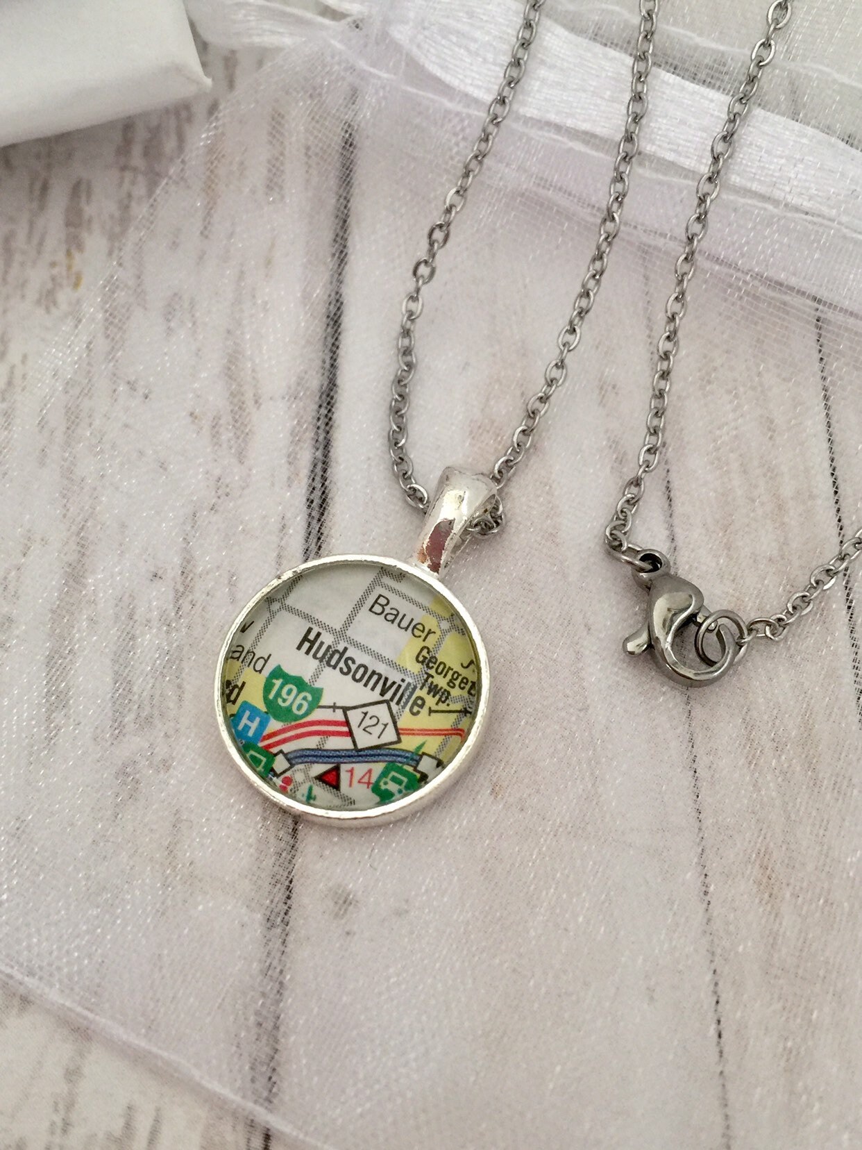 Small Map Necklace Personalized Map Necklace Custom Map | Etsy
