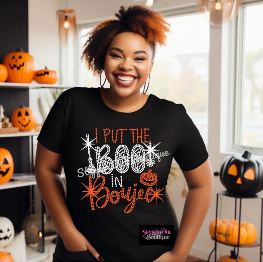 Halloween Bling Rhinestone Shirt, I Put the Boo in Boujee Tee, Funny ...