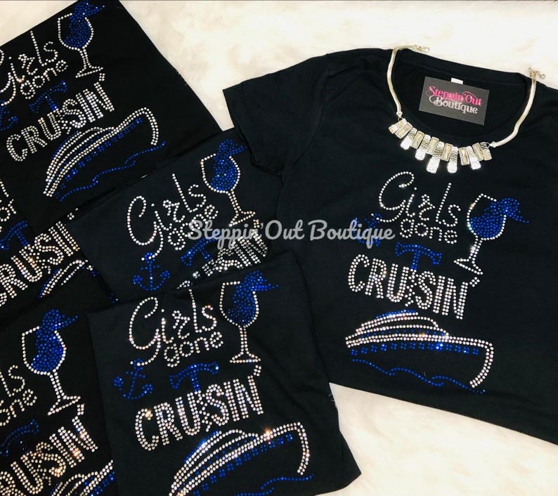 Girls Gone Cruisin Rhinestone Shirt - Cruise Bling T Shirt, Girls Trip ...
